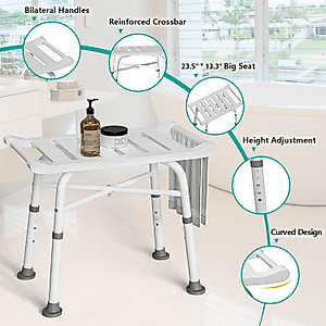 Shower Bench Shower Chair for Inside Shower - 23.5 Inch Shower Seat with Handles, Height Adjustable Waterproof Shower Stool for Adults Elderly, Disabled and Injured. (Black) (Black)