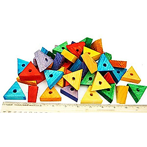Parrot Toys 50 Triangles Colored Wooden Woods Parts for Birds Cockatoo Amazon