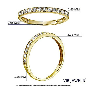 VIR JEWELS 1/5 carat (ctw) Diamond Wedding Anniversary Band for Women, Half Eternity Round Diamond Engagement Ring 14K Yellow Gold Prong Set with Milgrain 0.20 cttw, Size 8.5