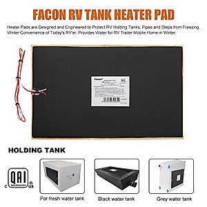 Facon RV Holding Tank Heater Pad, Up to 50 Gallons Fresh Water/Grey Water/Black Water Holding Tank Heating Pad with Automatic Thermostat Control