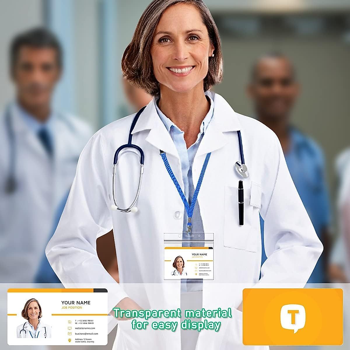 Plastic Horizontal Badge Holder Clear - Coideal 36 Pcs Thick Name Tag ID Card Holders Protector Transparent Sleeves with Waterproof Resealable Zip