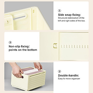 Homsorout Organization and Storage - Expandable Storage Bins 3 Packs, Plastic Closet Storage Bins, Collapsible Storage bins with Deep Drawers, Stackable Organizer Bins for Home, Beige