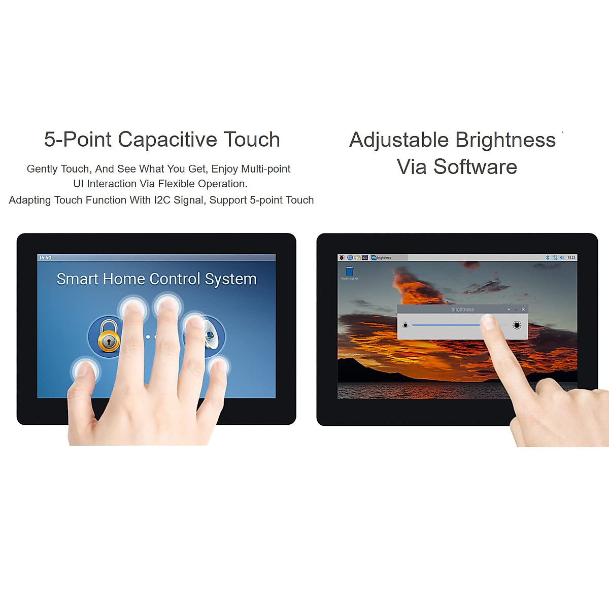 5inch DSI Touch Display for Raspberry Pi 4B/3B+/3A+/3B/2B/B+/A+, Thin & Light Touch Screen 800×480 Resolution IPS Display, Support 5-Point Capacitive Touch