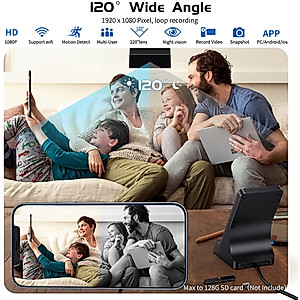 LIZVIE Spy Cameras with Wireless Charger, 1080P HD Mini Phone Charger Nanny Camera Cam Surveillance for Home Office