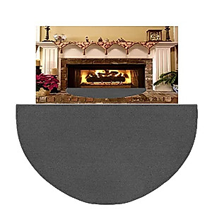 63″x37″ Extra Large Half Round Fireproof Fireplace Mat Hearth Area Rug - Fire Retardant Fiberglass Carpet - Fire Flame Resistant Floor Covering Protection Pad Non-Slip Floor Protector
