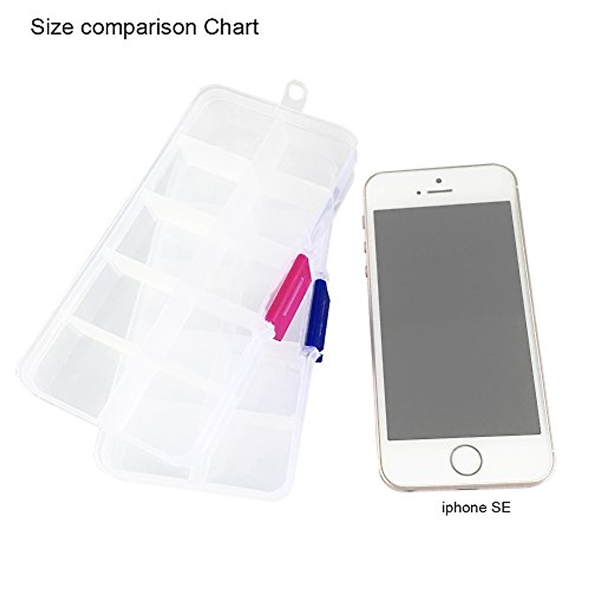 2 pcs Adjustable Clear Plastic Jewelry Craft Beads fishing hook Small Accessories Multipurpose Organizer visually adjustable clearly storage box (10 Adjustable Clearly Storage Box)
