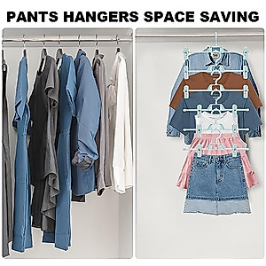 30 Pack Pants Hangers with Clips - POZEAN Plastic Hangers Stackable Skirt Hangers, Clothes Hangers with 360°Rotating & Adjustable Clips, Pants Hangers Space Saving for Pants, Skirts, Shorts (White)