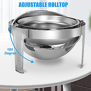 XYJBHB 6.5 QT Round Roll Top Chafing Dish Buffet Set, Stainless Steel Food Warmer with Lid, Food Pans, Water Pan and Fuel Holders for Parties, Birthday and Weddings