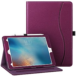 Fintie Case for iPad Pro 9.7 Inch 2016 Release Tablet- [Corner Protection] Multi-Angle Viewing Folio Smart Stand Back Cover with Pocket, Pencil Holder, Auto Wake/Sleep, Purple
