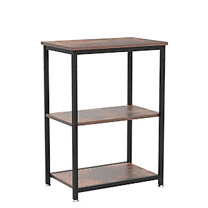 VECELO Tall End Side Table,30" Height Nightstand with 3-Tier Storage Shelf for Living Room Bedroom Office Hallway Study