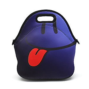 Boys Girls Kids Women Adults Insulated School Travel Outdoor Thermal Waterproof Carrying Lunch Tote Bag Cooler Box Neoprene Lunchbox Container Case (Blue tongue)