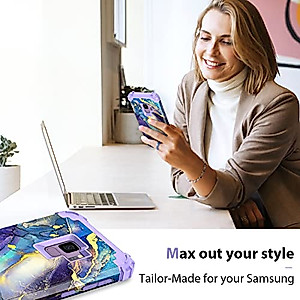 Rancase for Galaxy S9 Case,Three Layer Heavy Duty Shockproof Protection Hard Plastic Bumper +Soft Silicone Rubber Protective Case for Samsung Galaxy S9,Purple