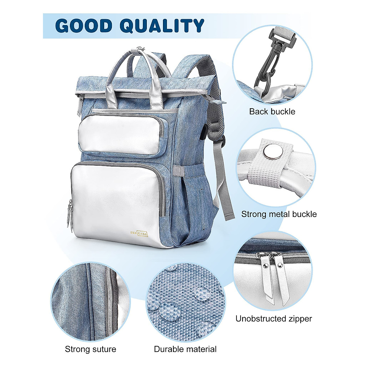 Diaper Bag Backpack, Large Baby Bag, Multi-Functional Travel Back Pack, Waterproof Maternity Nappy Bag Changing Bags with Insulated Pockets Stroller Straps