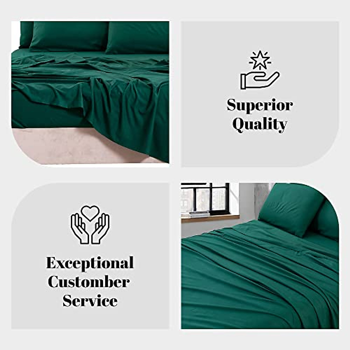 Bedlifes Twin Sheets Set- Cooling Sheets-Ultra Soft-Silky-Breathable-Deep Pocket- 1800 Series Bedding Set Microfiber- Green Bed Sheets Twin Size 3 Pieces