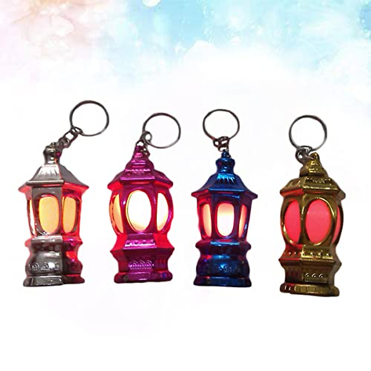 Uonlytech 60pcs Torch Favors Arabian Random Mini Color Keyring Practical Charm Chain Party Fillers Charms Style Lamp Bag Handbag Muslim Gifts Pendant Lights Home Lantern, Small