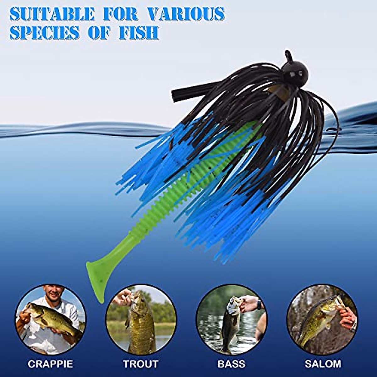 Swim Jig Football Jig for Bass Fishing,Weedless Swim Jig Heads for Bass Fishing Flipping Jig with Weed Guard Silicone Skirt Fishing Lures for Crappie Bass Trout