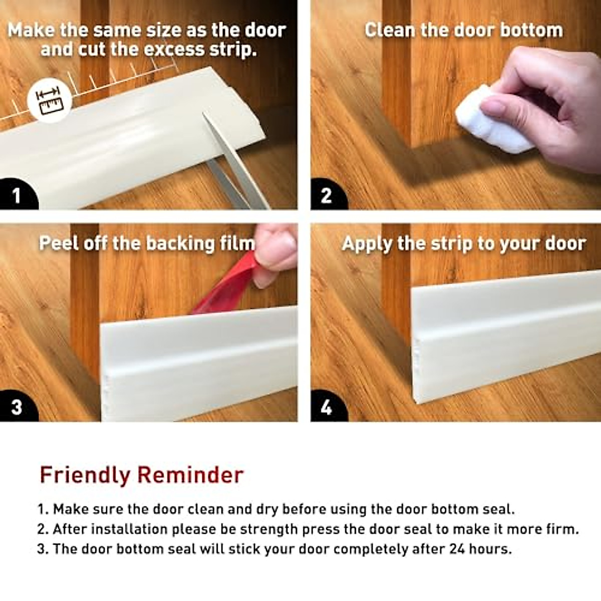 Holikme 2 Door Draft Stopper - Under Door Draft Blocker Insulator - 37" Length (Transparent)