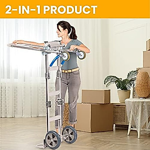 HaulPro Senior Convertible Hand Truck - Heavy Duty Loads 1,000 lbs. Aluminum Moving Dolly Converts from Hand Truck to Platform Push Cart in Seconds-Utility Cart with Anti Slip Handle (UNASSEMBLED)