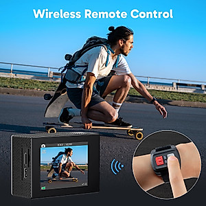 AKASO EK7000 4K30FPS 20MP WiFi Action Camera with EIS Ultra HD Underwater Camera 131FT Waterproof Camera Remote Control 4X Zoom Support External Microphone Silver