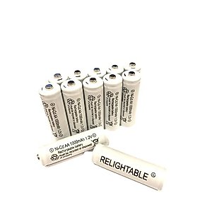 RELIGHTABLE AA Size NiCd AA 1000mAh 1.2V Rechargeable Batteries for Solar Lamp Solar Light (12-PCS AA 1000mAh)