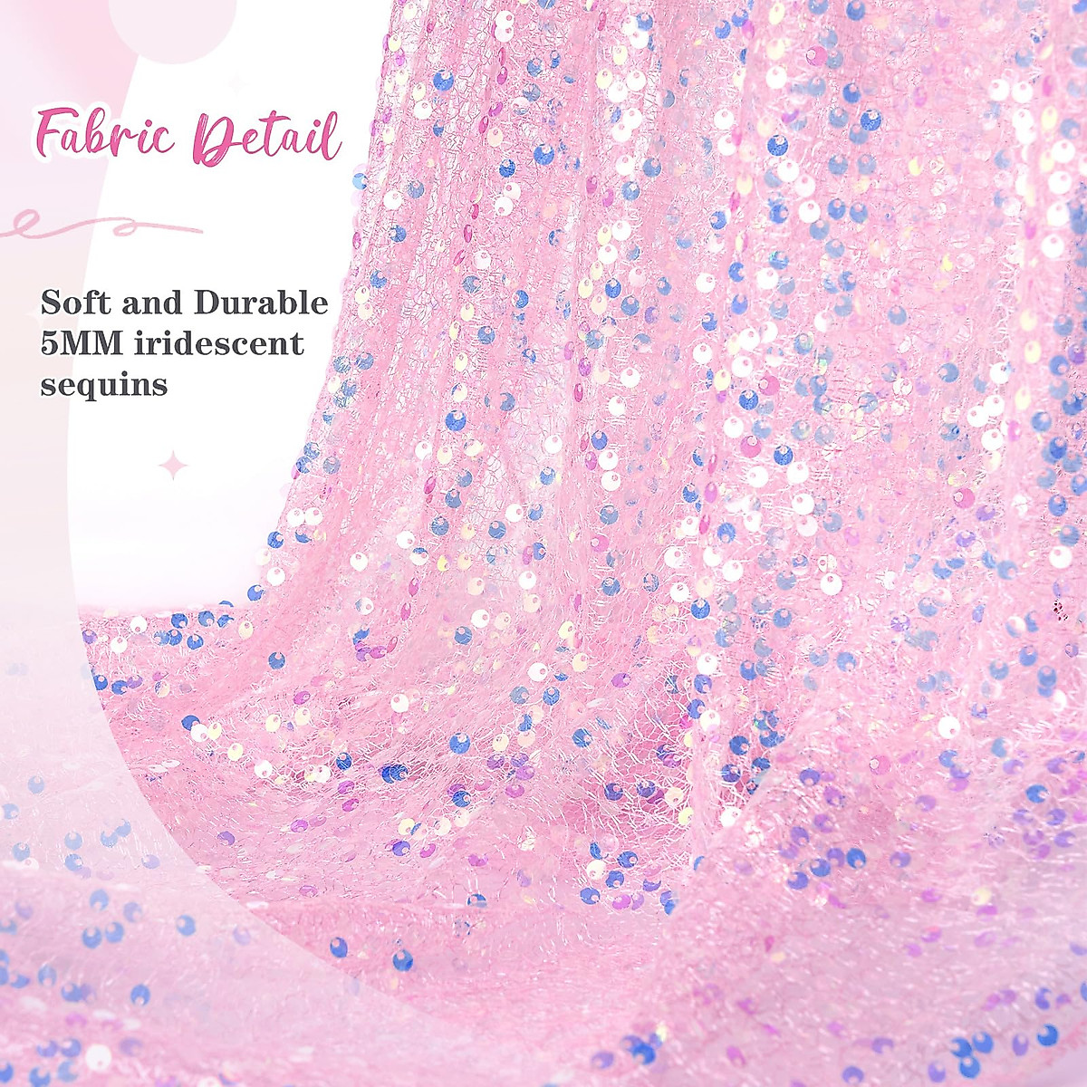 Pink Table Runner 10FT Glitter Iridescent Sequin Table Runner 25x120 Inches for Bridal Baby Shower Girls Birthday Party Sweetheart Table Decorations