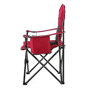 ARROWHEAD OUTDOOR Portable Folding Camping Quad Chair w/ 4-Can Cooler, Cup-Holder, Heavy-Duty Carrying Bag, Padded Armrests, Supports up to 330lbs, USA-Based Support