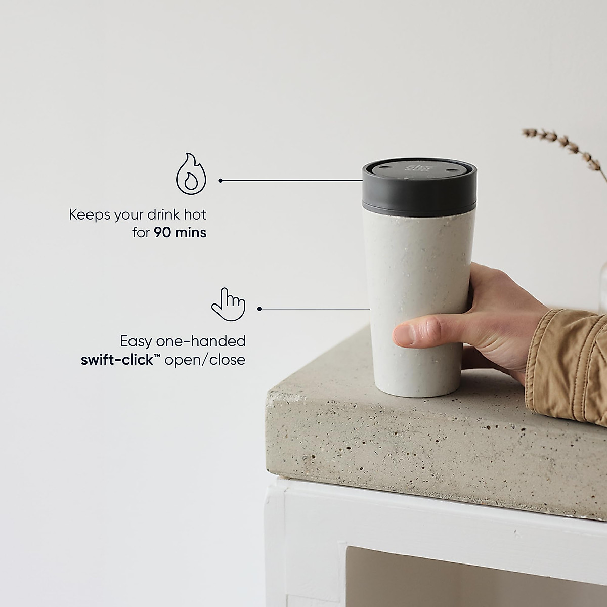 Circular & Co Reusable Coffee Cup - 8oz - 100% Leakproof Travel Mug - Made from Recycled Coffee Cups - Sustainble Coffee Tumbler - 360 Drinking - BPA Free - Dishwasher Safe