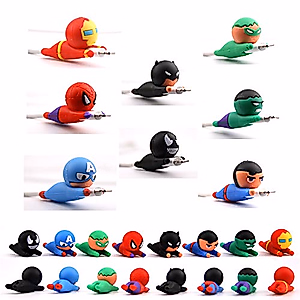 Axanbox Data/Charging/Lightning Cable Protector Saver Chewers 3D Cartoon Animal Cute Cord Protector USB Cable Saver Phone Charger Cable Sleeve Cable Wire Wrap Protector (Superheroes-8PCS)