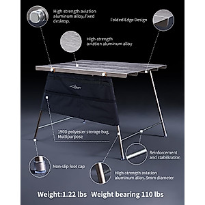 Flexifold Ultralight Aluminum Camping Table, Portable Folding Camping Table, Small Outdoor Side Table with Carry Bag for Outdoor Cooking, Picnic, Camp, Beach, Travel