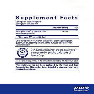 Pure Encapsulations Ubiquinol-QH 50 mg | Active Form of CoQ10 to Support Immune Health, Cellular Energy, and Cardiovascular Health* | 60 Softgel Capsules