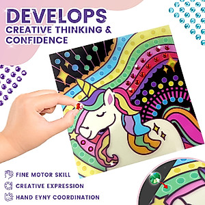 Innofans Suncatcher Gem Art Kits For Kids - Diamond Painting Kits Window Art With 5pcs Designs, Diamond Painting Window Art, Arts & Crafts, 7 Year Old Girl Gifts, Crafts For Girls Ages 8-12, 6-9, 9-12