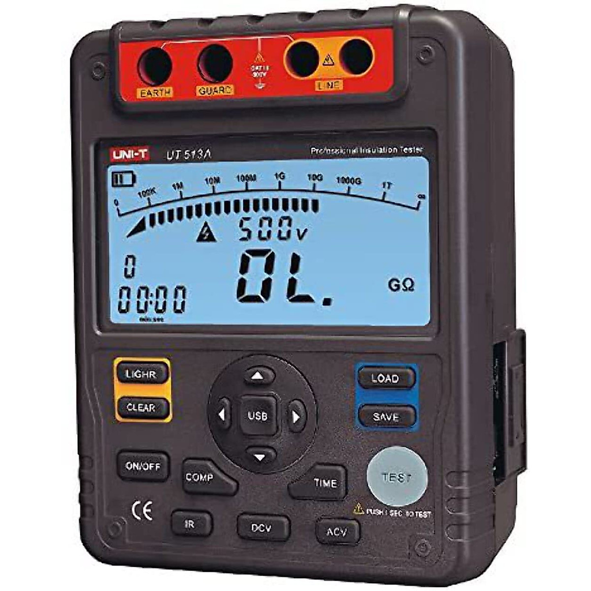 UNI-T UT513A Insulation Resistance Tester 30 Analogue Bar Graph AC/DCV 500V/1000V/2500V/5000V DAR PI Tester USB PC Software