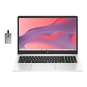HP 2022 15.6" HD chromebook Laptop, Intel Pentium N6000 Processor, 8GB LPDDR4 RAM, 64GB Emmc Storage, Intel HD Graphics, 720P HD Webcam, Mineral Silver, Chrome OS, 128GB SnowBell USB Card
