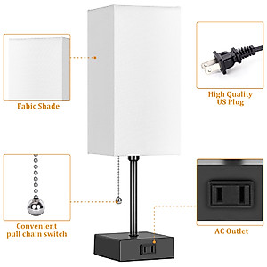 Dott Arts Table Lamp for Bedroom Set of 2,Minimalist Bedside Lamps with AC Outlets，Night Light 2700K 4000k 5000K Small Nightstand Lamps for Living Room Kids Room Office(Bulbs Included)