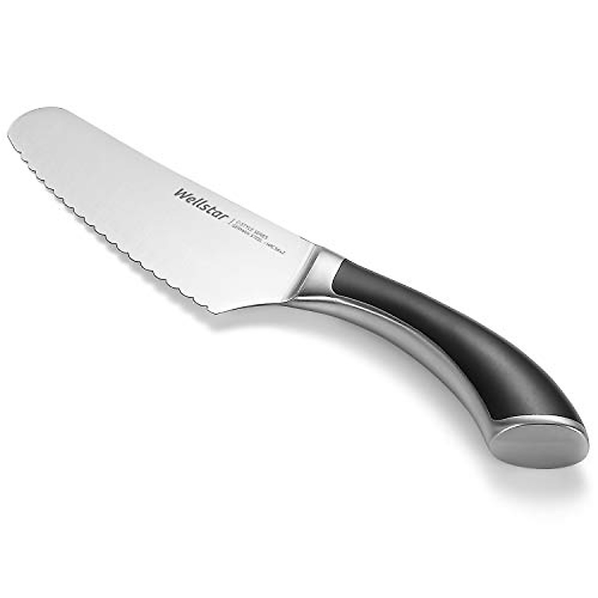 WELLSTAR Sandwich Knife, 6.5 Inch German Stainless Steel Serrated Utility Knife for Bread Vegetable Meat Cutting, Butter Spreader Knife, Razor Sharp Full Tang Handle Multipurpose Kitchen Knife