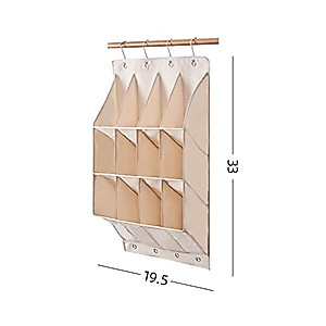 Wall Shoe Organizer With 4 Metal Hooks Over the Door Shoe Rack 12 pockets Hanging Shoe Organizer Wall Shoe Storage For toys sneakers hats and more Over The Door, Cream
