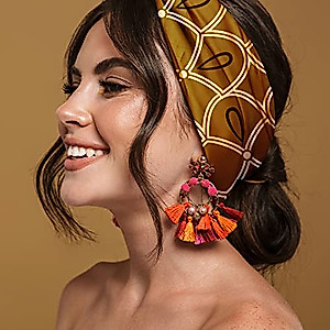 Karma Sugar Skull Headband for Women - Wide - Fabric Headband and Stretchy Hair Scarf - Black, 1 Count (Pack of 1)