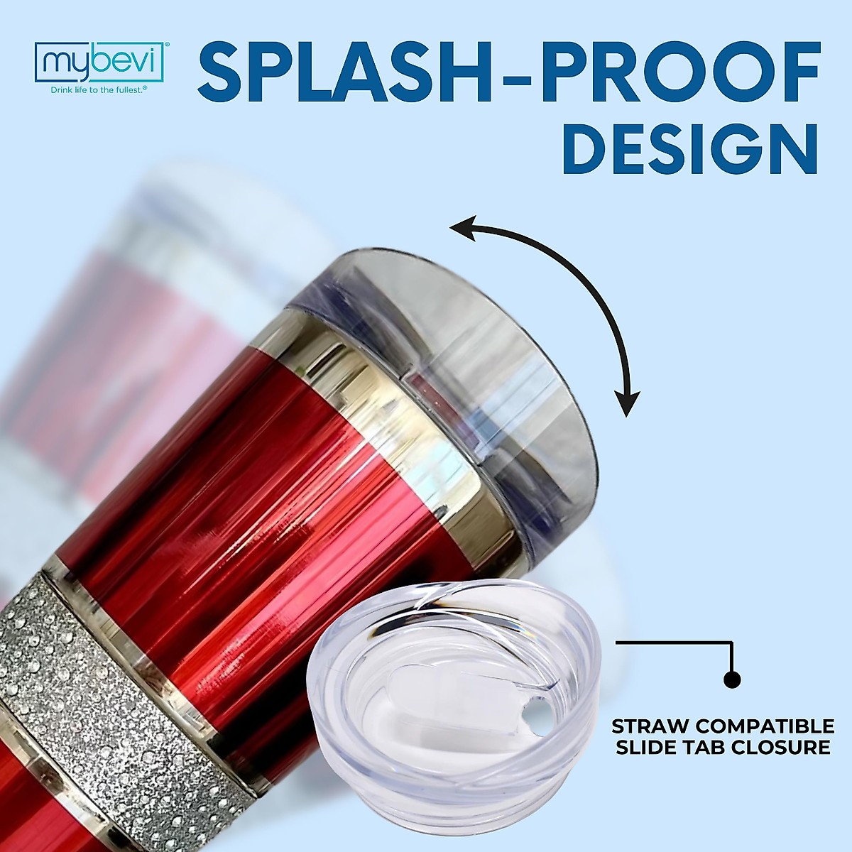 MyBevi Hollywood Insulated Tumblers, Premium Grade Stainless Steel Hydration Sport Bottle - Hot & Cold, Leak-Resistant Lid, BPA-Free | 20 oz, Red