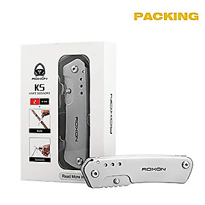 Roxon S501 Folding Pocket Knife and Scissors 2 in 1 Must-have at Home EDC Multi tool with Belt Clip, Perfect for Housework, Rescue, Hunting, Survival, Fishing, Hiking, Camping