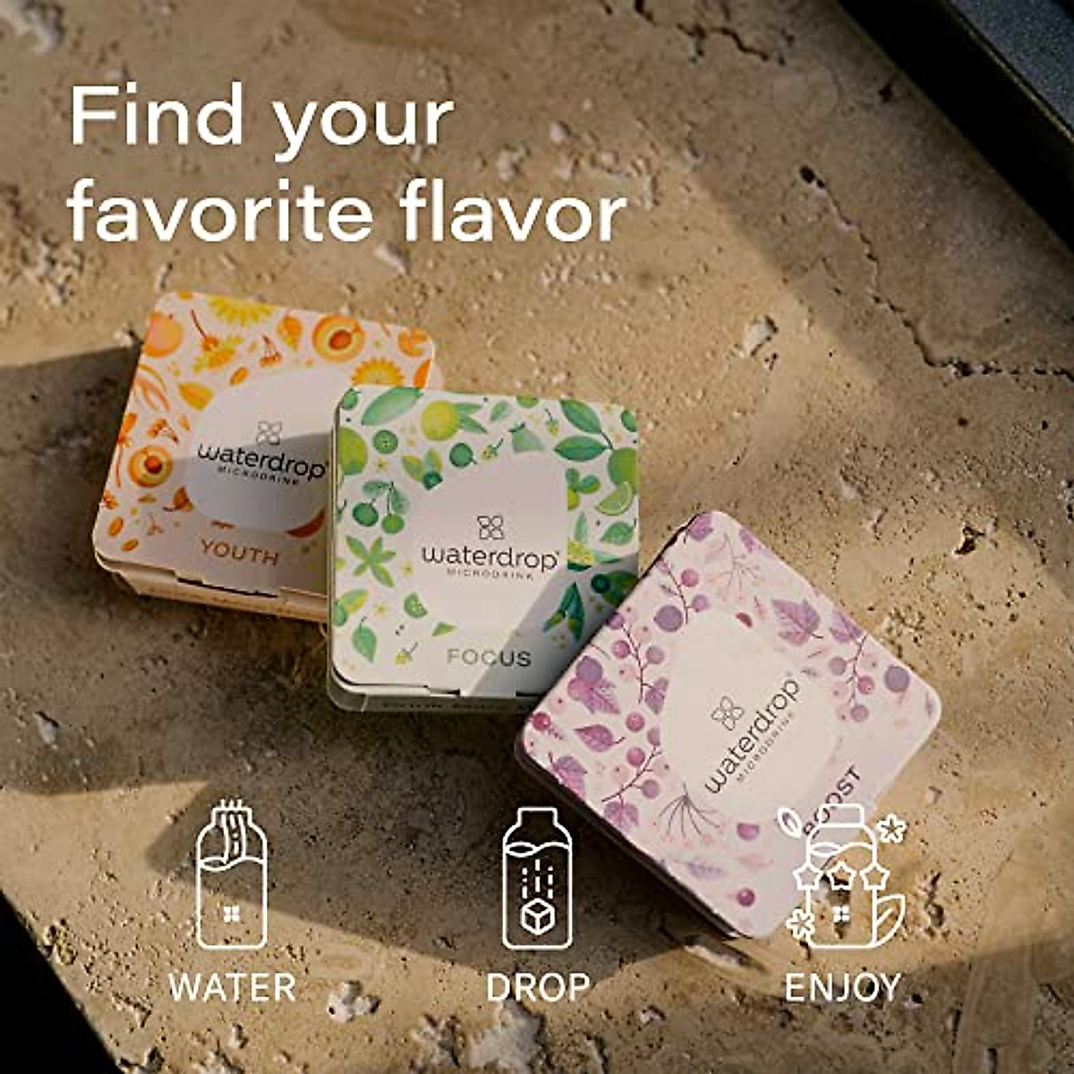 waterdrop – 20 oz Starter Set – Stainless Steel Water Bottle With Vitamin Hydration Flavoring Cubes - Midtone Pink