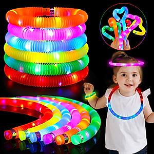 12 pcs Light Up Glow Sticks, Party Favors for Kids 4-8 8-12 Pop Tubes Glow in The Dark Party Supplies Goodie Bag Birthday Party Gifts Students Prizes Halloween Xmas Stocking Stuffers