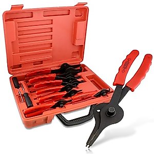 ABN Snap Ring Pliers Set, 11-Piece – .038in - .09in (1-2.3mm) Straight & Bent Retaining Ring Pliers w/Hook & Pick