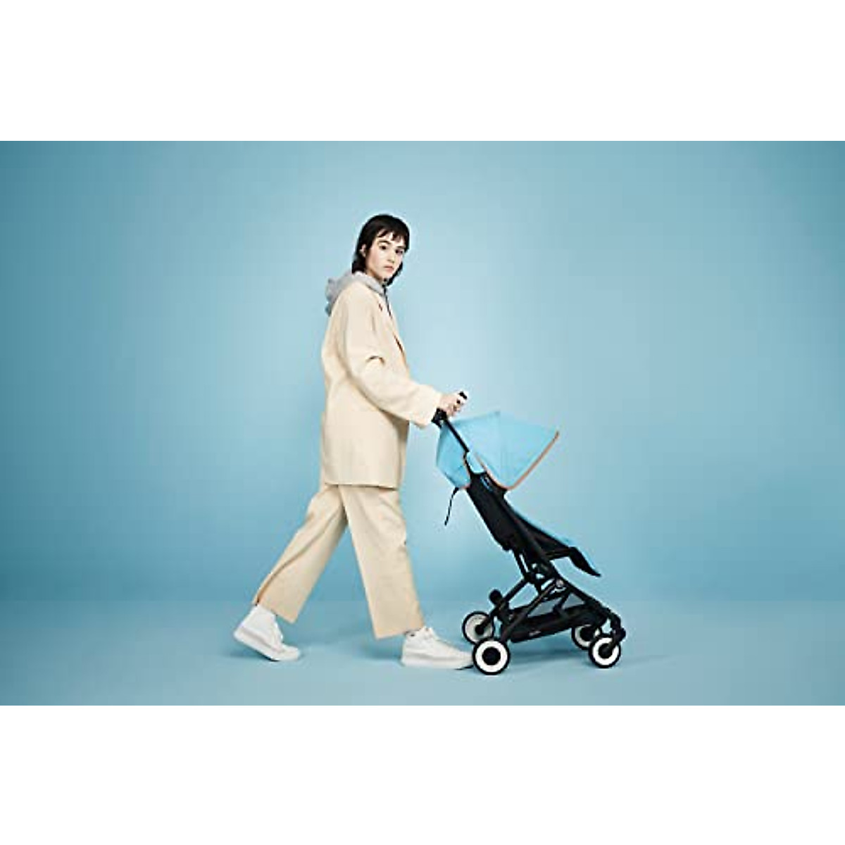 Cybex Libelle Lightweight pockit Travel Baby Stroller - Carry-On Compliant Compact Fold, One-Hand Adjustable Recline - Compatible with CYBEX Car Seats, Beach Blue