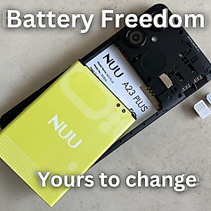 NUU A23Plus Basic Cell Phone for AT&T, T-Mobile, Cricket, Mint Mobile, Metro, 64G/3GB 6.3" 4G LTE, Q Link, Hello Mobile Dual SIM, Black, 365 Days US Warranty with Detachable & Replaceable Battery