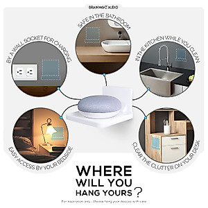 BRAINWAVZ Drill Free Wall Mount Shelf for Security Cameras, Baby Monitors, Speakers & More, Universal Holder, Strong Adheasive, Easy to Install, No Mess, Screwless (White)