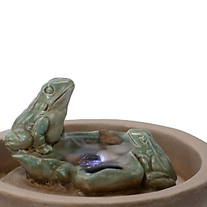 Foreside Home and Garden Multicolor Ceramic Frog Indoor Water Fountain with Pump