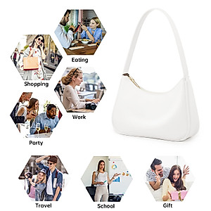 LOVEVOOK Small Purses for Women, White Shoulder Bag Cute Mini Handbag, Retro Classic Vegan Leather Tote Clutch Purse Hand Bags
