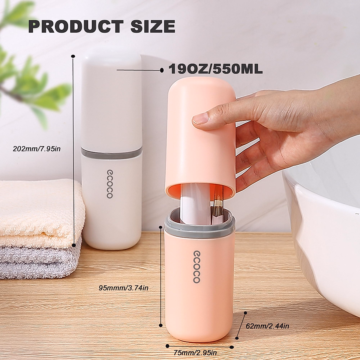 ZWCEGND 2PCS Toothbrush Travel Case,Multi-Function Portable Toothbrush Cover,Dustproof Toothbrush Holder,Suitable for Business Camping Travel or Daily Use(Pink+Blue)