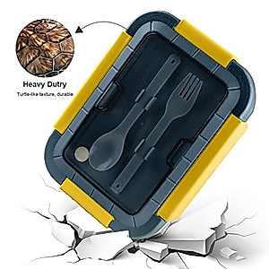 Iteryn Bento Box, Bento Box for Adults, 49 OZ 3 Compartments Bento Lunch Box with Spoon & Fork, Leakproof Bento Box, Microwave Safe