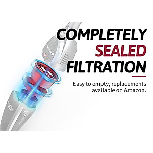 Roomie Tec SlimVac Upright Cordless Vacuum Cleaner for Home, Lightweight and Portable, 2 Power Settings, 6 LED Headlights, and Auto Recharge